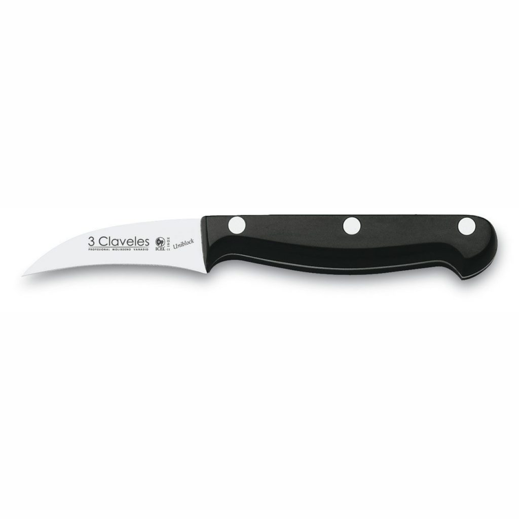 Cuchillo mondador curvo de 6 cm 3 Claveles Uniblock - Cuchillalia