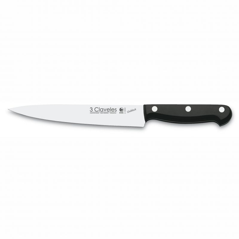 Cuchillo fileteador mango negro 17 cm de 3 Claveles Uniblock | Cuchillalia