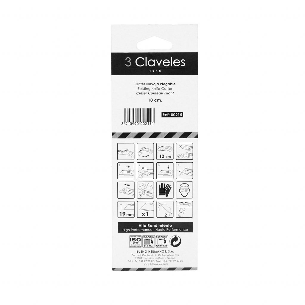 Cútter tipo navaja plegable con hoja trapecio - 3 Claveles - Cuchillalia