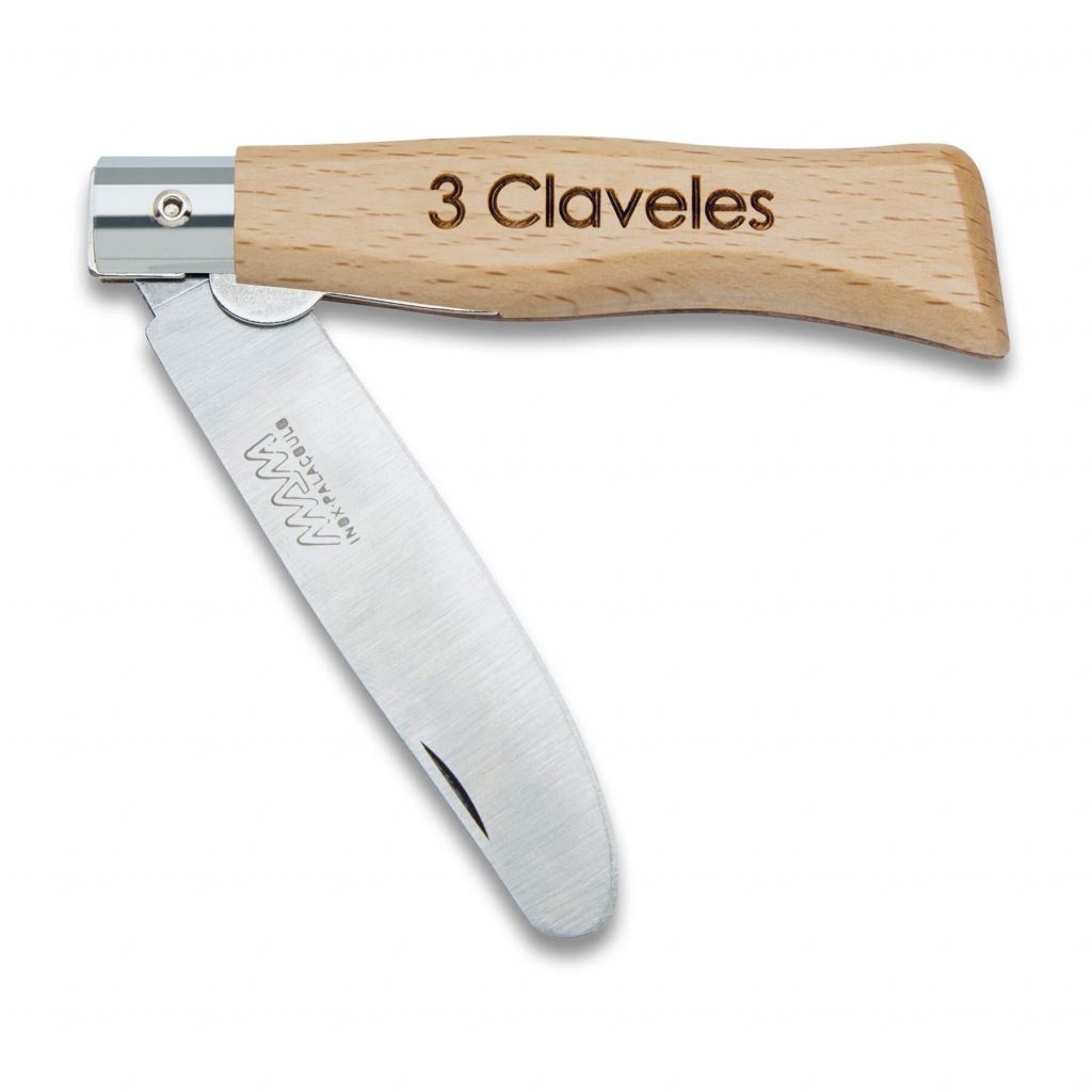 Navaja para niños con punta redondeada | Mango de madera | 3 Claveles