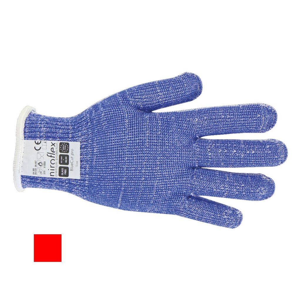Guante anticorte de fibra Niroflex Bluecut PRO talla M Rojo ...